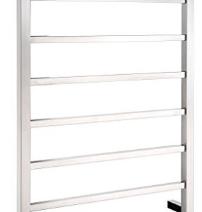 ANZZI Bell 8-Bar Wall Mounted Towel Warmer in Brushed Nickel | Energy Efficient 80W Electric Plug in Heated Towel Rack for Bathroom | Steel Towel Heater Rail On/Off Switch Drying Rack | TW-AZ026BN