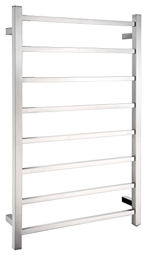 ANZZI Bell 8-Bar Wall Mounted Towel Warmer in Brushed Nickel | Energy Efficient 80W Electric Plug in Heated Towel Rack for Bathroom | Steel Towel Heater Rail On/Off Switch Drying Rack | TW-AZ026BN