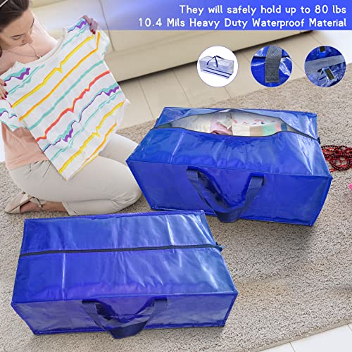 Extra Large Moving Bags,Moving Bag Heavy Duty with Reinforced Handles & Zippers, Storage Totes for Space Saving,Alternative to Moving Box,Made of Recycled Material,Reusable(2 Pack)