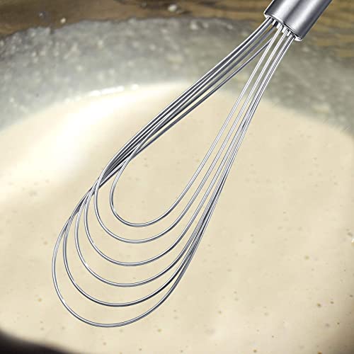 3 Pieces Stainless Steel Kitchen Flat Whisk Set 8 Inch, 10 Inch and 11.6 Inch Stainless Steel Flat Wire Egg Utensils Whisk 6 Wires Egg Mixing Whisk for Cooking Blending Whisking Beating Stirring