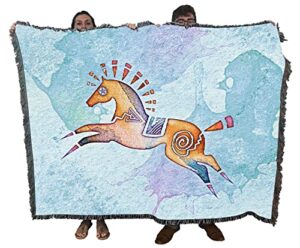 pure country weavers painted pony blanket by laurie prindle - animal spirit totems gift tapestry throw woven from cotton - made in the usa (72x54)