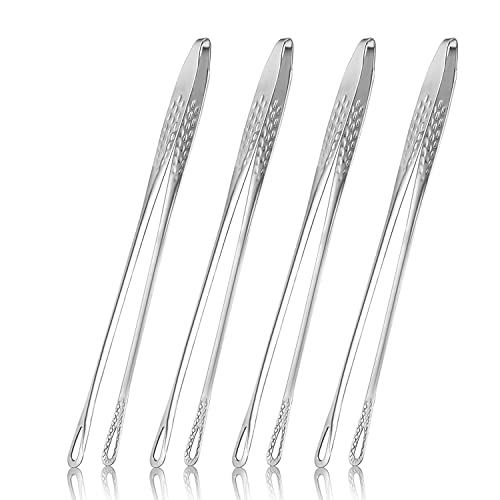 4 Pack 18/10(304) Stainless Steel Grill Tongs Korean Japanese Barbecue Tongs Kitchen Food Tongs Tweezers Cooking Clamp (9.5inch)