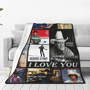 paulslazarus george or strait warm flannel blanket fleece blanket plush throw home decoration blanket 60"x50" black