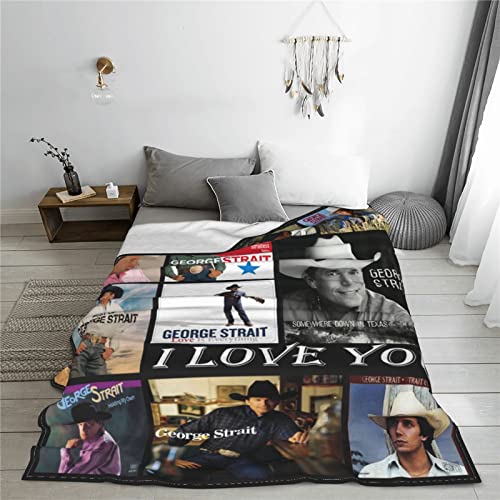 PaulSLazarus George or Strait Warm Flannel Blanket Fleece Blanket Plush Throw Home Decoration Blanket 60"x50" Black