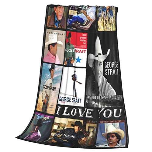 PaulSLazarus George or Strait Warm Flannel Blanket Fleece Blanket Plush Throw Home Decoration Blanket 60"x50" Black