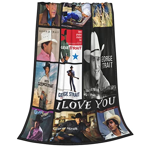 PaulSLazarus George or Strait Warm Flannel Blanket Fleece Blanket Plush Throw Home Decoration Blanket 60"x50" Black