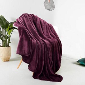 Reafort Ultra Soft Flannel Fleece All Season Light Weight Living Room/Bedroom Warm Throw Blanket (Purple, King 108"X92")