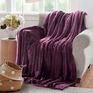 Reafort Ultra Soft Flannel Fleece All Season Light Weight Living Room/Bedroom Warm Throw Blanket (Purple, King 108"X92")