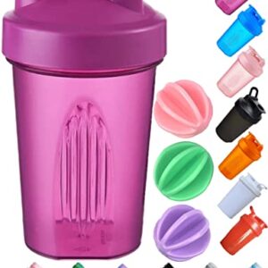 Shaker Bottle A Small Pure Plum Purple 12Oz/400ml w. Measurement Marks & Stainless Whisk Blender Mixer Ball,BPA Free,Made of PP5,-4~248 °F,Perfect for Nutrition/Protein/Keto/Juice Powder Shaking