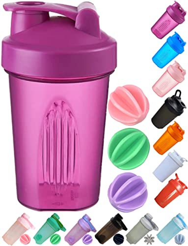 Shaker Bottle A Small Pure Plum Purple 12Oz/400ml w. Measurement Marks & Stainless Whisk Blender Mixer Ball,BPA Free,Made of PP5,-4~248 °F,Perfect for Nutrition/Protein/Keto/Juice Powder Shaking