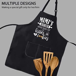 POFULL Mimi Gift Mimi Mother's Day Gift Mimi's Kitchen Never Runs Out Of Kisses and Cookies (Mimi's Kitchen Apron)