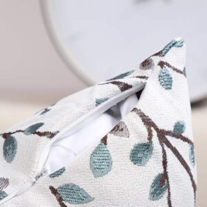 Basic Model Set of 2 Jacquard Throw Pillow Covers Leaf Decorative Pillowcase Square Cushion Cover for Couch Sofa, 18x18 Inch