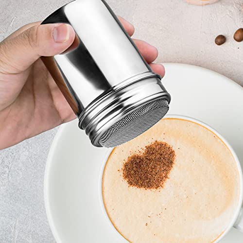 1Pcs Stainless Steel Powder Sugar Shaker Duster with Lid, Fine Mesh Shaker Powder Cans for baking soda Cocoa Cornstarch Coffee Flour ect