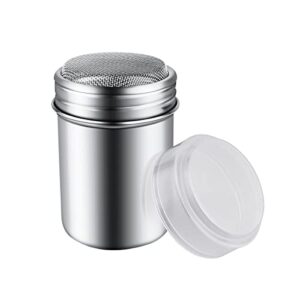 1Pcs Stainless Steel Powder Sugar Shaker Duster with Lid, Fine Mesh Shaker Powder Cans for baking soda Cocoa Cornstarch Coffee Flour ect