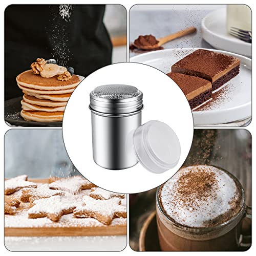 1Pcs Stainless Steel Powder Sugar Shaker Duster with Lid, Fine Mesh Shaker Powder Cans for baking soda Cocoa Cornstarch Coffee Flour ect