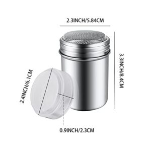 1Pcs Stainless Steel Powder Sugar Shaker Duster with Lid, Fine Mesh Shaker Powder Cans for baking soda Cocoa Cornstarch Coffee Flour ect