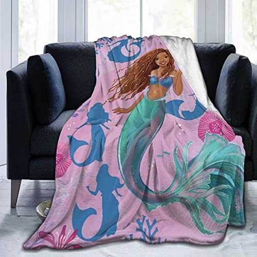 Mermaid Movie Throw Blanket for Kids & Adults, All Seasons Flannel Fleece Blanket Soft Plush Blankets for Couch Sofa Bed Camping Travel 40"x30"