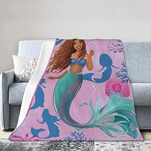 Mermaid Movie Throw Blanket for Kids & Adults, All Seasons Flannel Fleece Blanket Soft Plush Blankets for Couch Sofa Bed Camping Travel 40"x30"