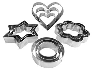 metal cookie cutters set - star cookie cutter stainless steel round biscuit cutter heart small star cookie cutters mini flower molds cutter for baking (12 round heart flower star cookie cutters)