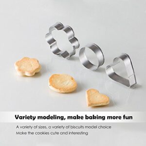 Metal Cookie Cutters Set - Star Cookie Cutter Stainless Steel Round Biscuit Cutter Heart Small Star Cookie Cutters Mini Flower Molds Cutter for Baking (12 Round Heart Flower Star Cookie Cutters)