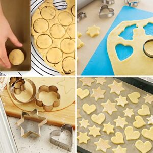 Metal Cookie Cutters Set - Star Cookie Cutter Stainless Steel Round Biscuit Cutter Heart Small Star Cookie Cutters Mini Flower Molds Cutter for Baking (12 Round Heart Flower Star Cookie Cutters)