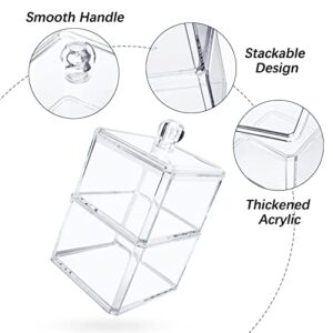 HAIJSEVR Square Stackable Organizer, Clear Acrylic Canister Set, Double Layer Storage Box, Cotton Ball Pad Swab Dispenser Holder, Make Up Pads Sponges, Hair Accessories Container