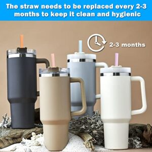 XANGNIER 6 Pack Multicolor Silicone Replacement Straws for Stanley 20 30 40 oz cup,Reusable Long Straw with Cleaning Brush for Stanley Quencher Adventure Stanley Water Jug Stanley Cup Accessories