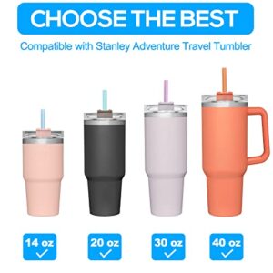 XANGNIER 6 Pack Multicolor Silicone Replacement Straws for Stanley 20 30 40 oz cup,Reusable Long Straw with Cleaning Brush for Stanley Quencher Adventure Stanley Water Jug Stanley Cup Accessories