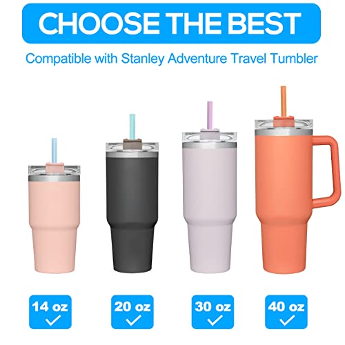 XANGNIER 6 Pack Multicolor Silicone Replacement Straws for Stanley 20 30 40 oz cup,Reusable Long Straw with Cleaning Brush for Stanley Quencher Adventure Stanley Water Jug Stanley Cup Accessories