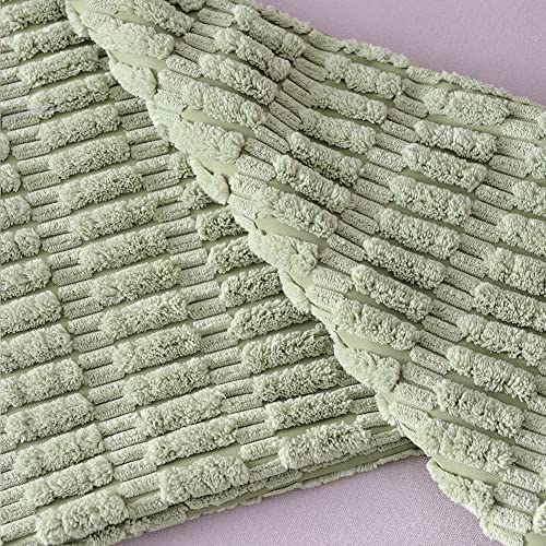 Fancy Homi 2 Packs Sage Green Decorative Throw Pillow Covers 18x18 Inch for Living Room Couch Bed Sofa, Soft Striped Corduroy Square Cushion Case 45x45 cm, Rustic Farmhouse Boho Home Decor