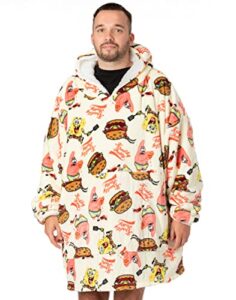 spongebob squarepants oversized blanket hoodie adults mens sherpa fleece one size cream