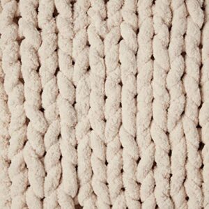 Casaphoria Luxury Chunky Knit Throw Blanket-Large Cable Knitted Soft Cozy Polyester Chenille Bulky Blankets for Cuddling up in Bed, on The Couch or Sofa,Home Decor, Gift, 50"x60",Pack of 1,Beige