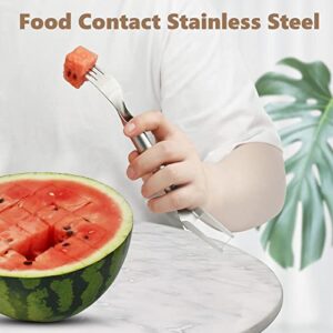 2 Pack Watermelon Fork Slicer Cutter, 2-in-1 Summer Watermelon Fruit Cutter, Portable Stainless steel Watermelon Slicer, Fruit Salad Knife Fork Carving Tool Kitchen Gadgets for Family Parties Camping