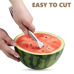 2 Pack Watermelon Fork Slicer Cutter, 2-in-1 Summer Watermelon Fruit Cutter, Portable Stainless steel Watermelon Slicer, Fruit Salad Knife Fork Carving Tool Kitchen Gadgets for Family Parties Camping