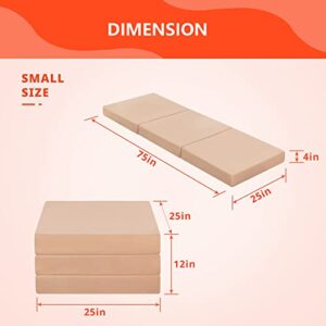 PrimaSleep 4 inch Tri Folding Topper Narrow Twin/Beige/Gel Memory Foam