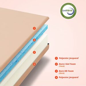 PrimaSleep 4 inch Tri Folding Topper Narrow Twin/Beige/Gel Memory Foam