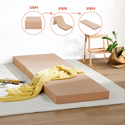 PrimaSleep 4 inch Tri Folding Topper Narrow Twin/Beige/Gel Memory Foam