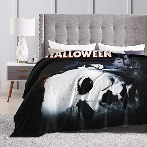 2PCS Horror Movie Watching Halloween Michael Myers Throw Blanket Scary Movie Scream for Couch Sofa or Bed 50inch*60inch Pillow Covers 18 * 18inch