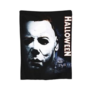 2PCS Horror Movie Watching Halloween Michael Myers Throw Blanket Scary Movie Scream for Couch Sofa or Bed 50inch*60inch Pillow Covers 18 * 18inch