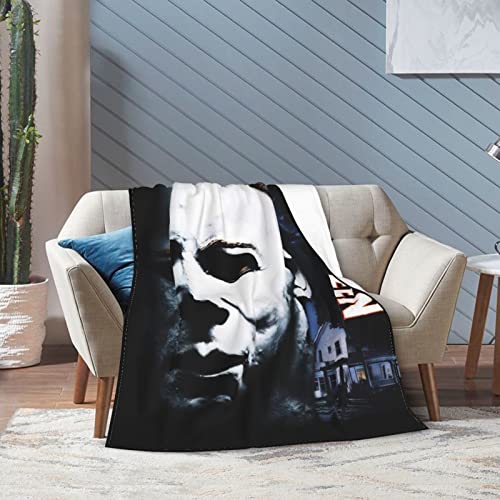 2PCS Horror Movie Watching Halloween Michael Myers Throw Blanket Scary Movie Scream for Couch Sofa or Bed 50inch*60inch Pillow Covers 18 * 18inch