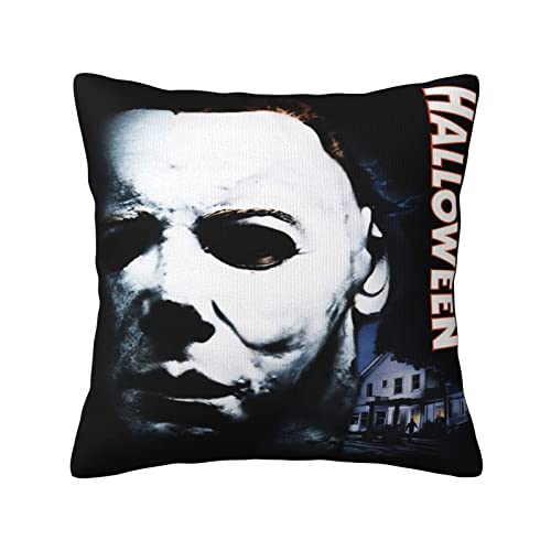 2PCS Horror Movie Watching Halloween Michael Myers Throw Blanket Scary Movie Scream for Couch Sofa or Bed 50inch*60inch Pillow Covers 18 * 18inch