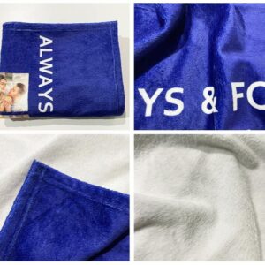 YFgohighhh Personalized Name Bedding Throw Blankets Graduation, Blue Picture Blanket for Family Friend Pet Christmas Birthday Wedding-32 x48