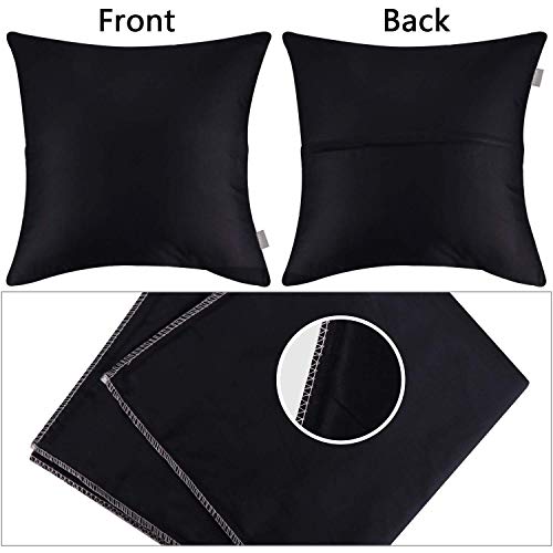 4-Pack 100% Cotton Comfortable Solid Decorative Throw Pillow Case,Thmyo Square Cushion Cover Pillowcase Sublimation Blank Pillow Covers Christmas DIY Throw Pillowcase for Sofa(18x18inch/45x45cm,Black)