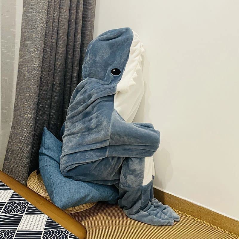 Shark Wearable Hooded Blanket for Adults - Super Soft Warm Cozy Plush Flannel Fleece & - Sloth Gifts for Women Adults (82.7inX35.5in(XL) for Adults a Height of 175-195cm)