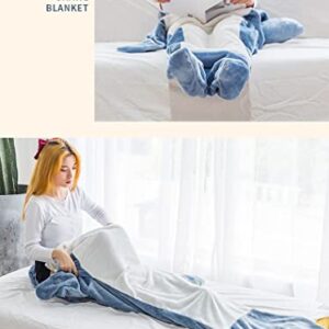 Shark Wearable Hooded Blanket for Adults - Super Soft Warm Cozy Plush Flannel Fleece & - Sloth Gifts for Women Adults (82.7inX35.5in(XL) for Adults a Height of 175-195cm)