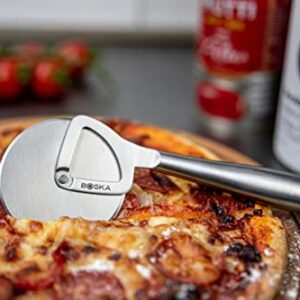 Boska Stainless Steel Pizza Cutter - Copenhagen Multifunctional Pizza Wheel Cutter - Handheld Food Slicer - Silver Non-Stick Adjustable Roller - Dishwasher Safe - For Kitchen Cooking