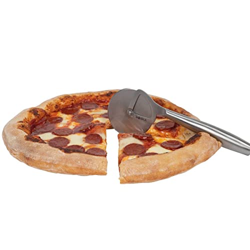 Boska Stainless Steel Pizza Cutter - Copenhagen Multifunctional Pizza Wheel Cutter - Handheld Food Slicer - Silver Non-Stick Adjustable Roller - Dishwasher Safe - For Kitchen Cooking