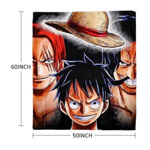 Anime Blanket Luffy Throw Blanket Soft and Fluffy Flannel Blanket Decorate Bedroom Living Rooms Sofa 60"X50"