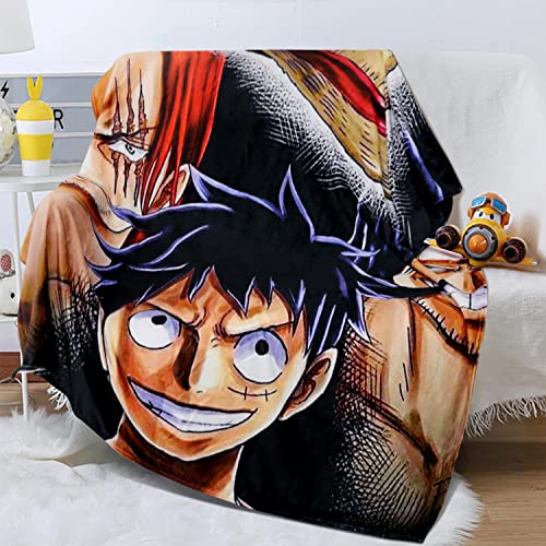 Anime Blanket Luffy Throw Blanket Soft and Fluffy Flannel Blanket Decorate Bedroom Living Rooms Sofa 60"X50"