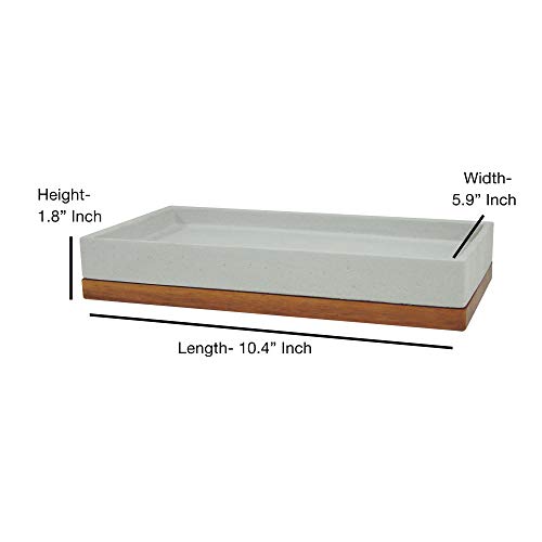 nu steel Concrete, made of cement Storage Organizer Tray for Bathroom Vanity Countertops, Closets - Holder for Watches, Earrings, Makeup Brushes, Reading Glass, Perfume, Guest Hand Towel - Stone/brown